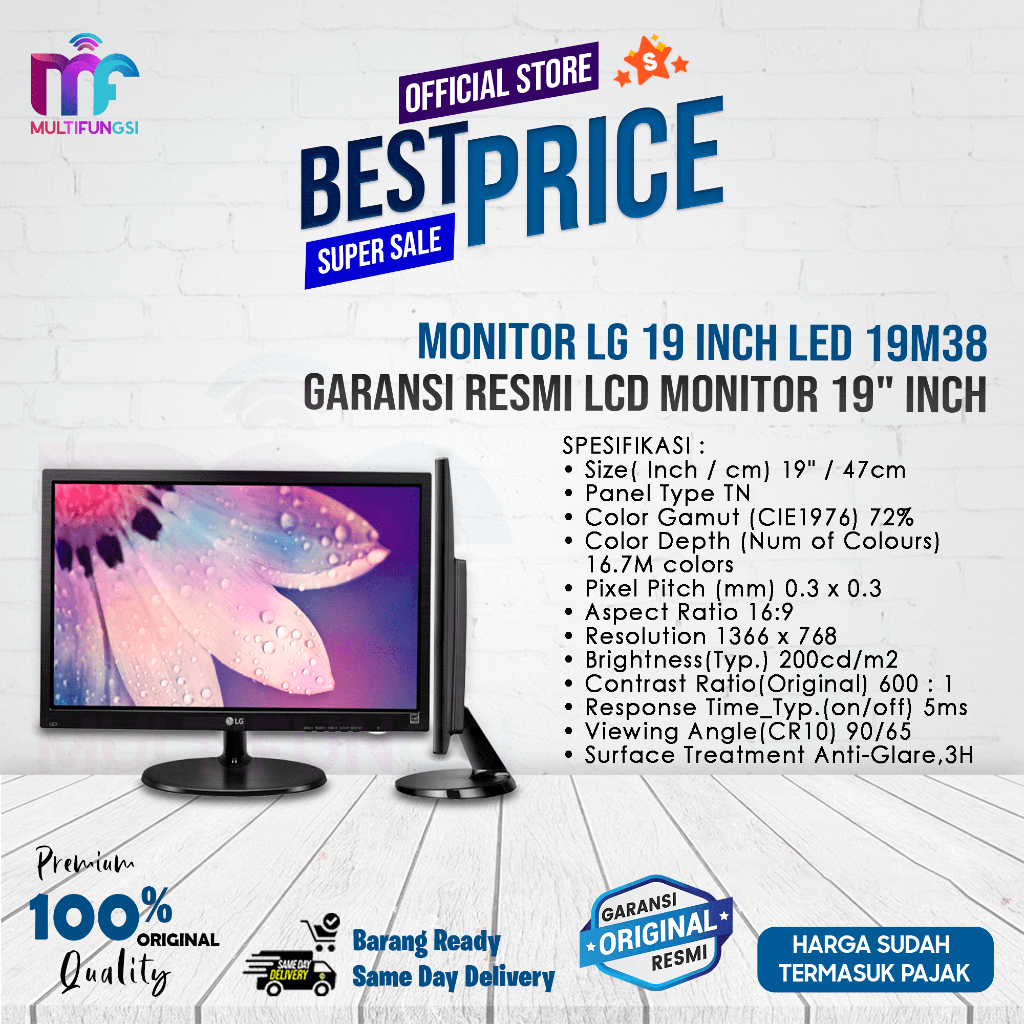 Jual Monitor LED LG 19" 19M38 19M38L (HDMI) 60Hz Garansi Resmi | Shopee ...