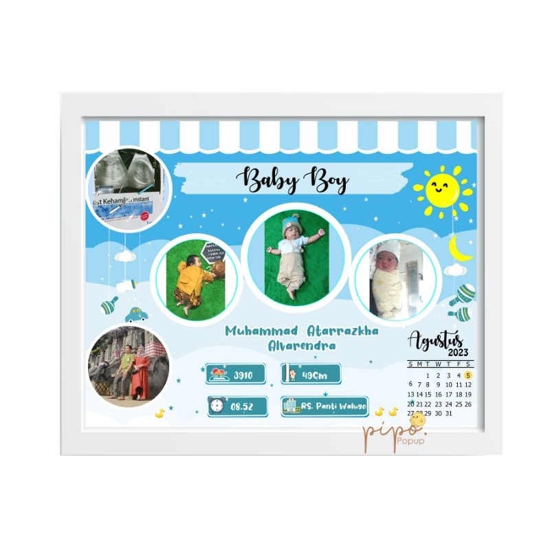 Jual frame biodata bayi / baby bio frame ( tema blue sky) uk 10r ...