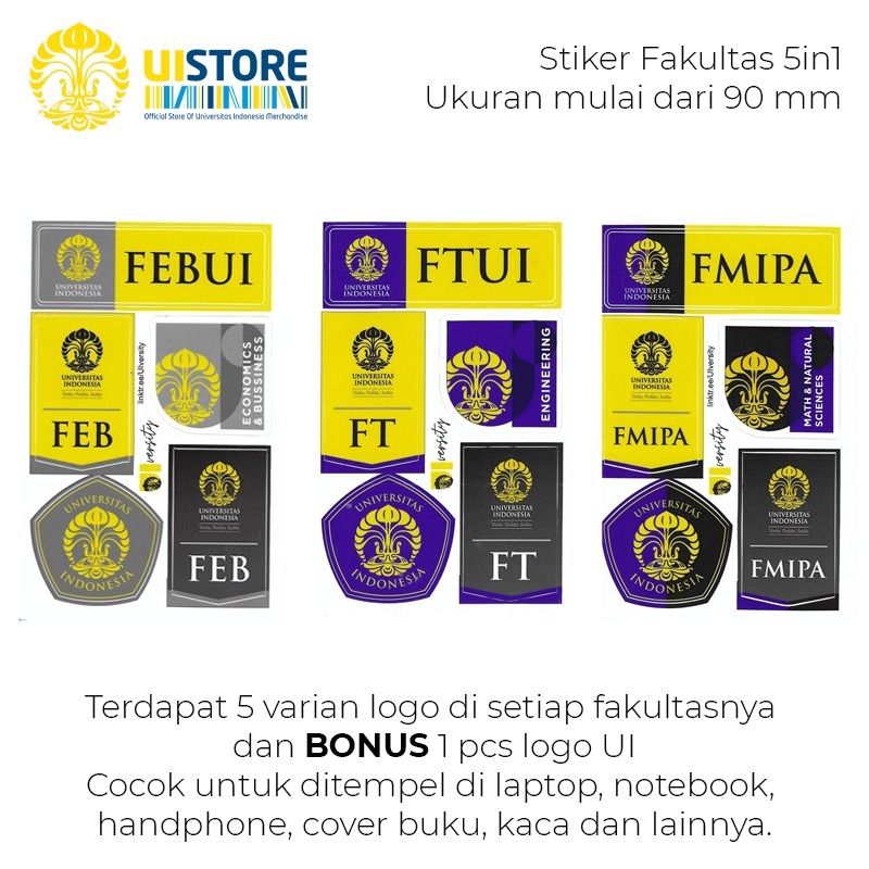 Jual UI STORE | Sticker 5in1 Fakultas UI | Official Merchandise Of ...