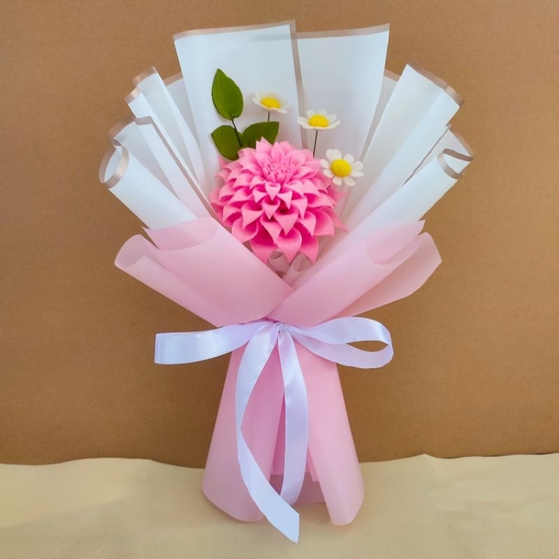 Jual Buket bunga dahlia flanel | bucket | bouquet bunga palsu tunangan ...