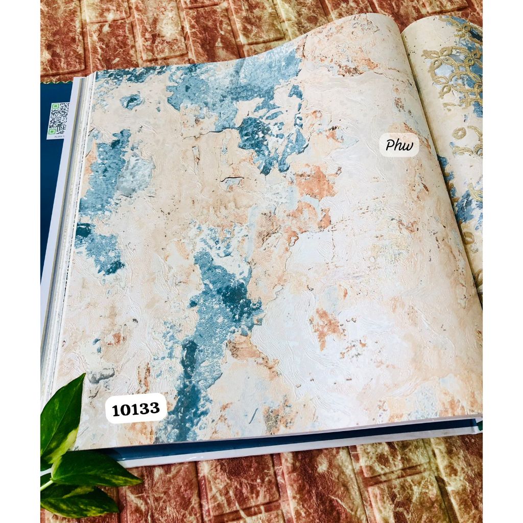 Jual Wallpaper Dinding Motif Abstrak Modern Gradasi Gliter Biru Silver