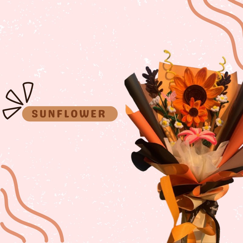 Jual Sun Flower Pipe Cleaner Bouquet | Buket Kawat Bulu Bunga Matahari ...