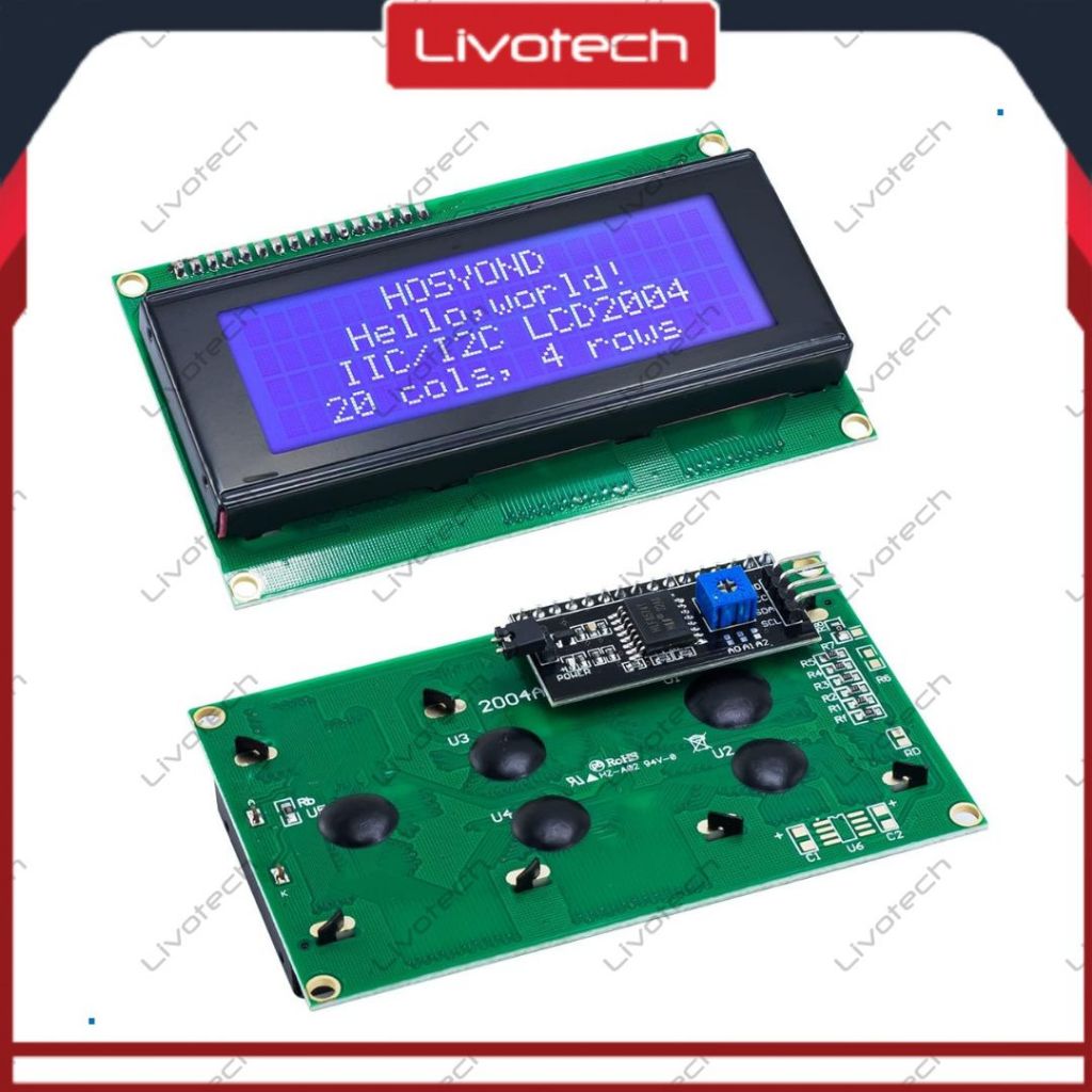 Jual LCD Display Blue 20x4 I2C Character 2004 Background Layar Biru ...
