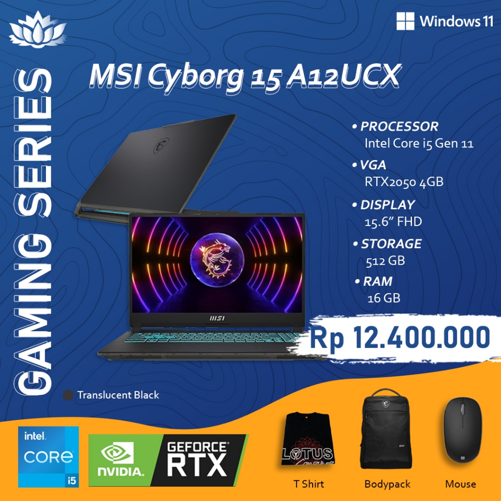 Jual MSI Cyborg 15 A12UCX (9S7-15K111-253) /Core i5-12450H/16GB/512GB SSD/RTX2050 4GB/15.6″ FHD ...
