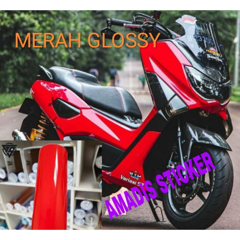 Jual stiker skotlet merah glossy scotlite motor Red glossy sticker ...