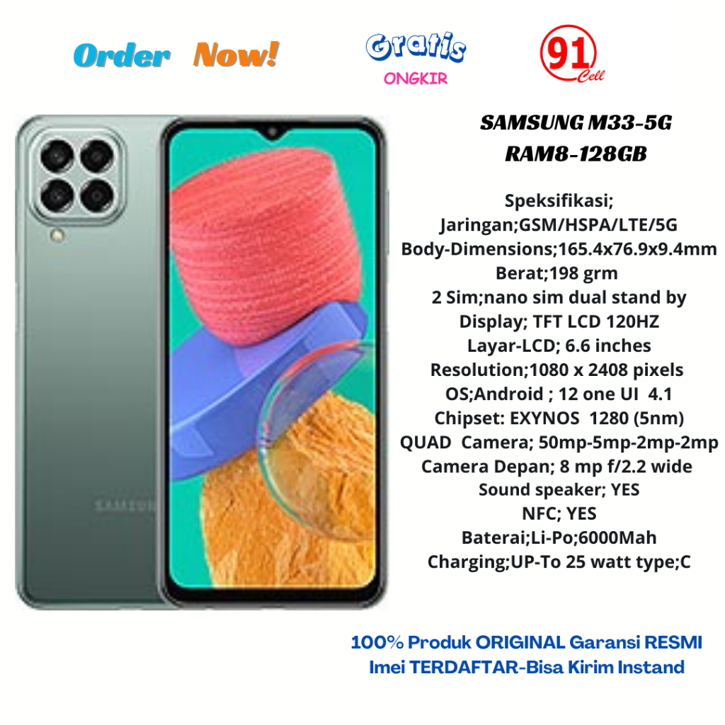 Jual Samsung galaxy M33 5G (ram8/128gb) 100% produk original garansi ...