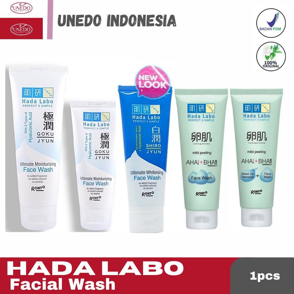 Jual HADA LABO Gokujyun Series Ultimate Whitening Moisturizing Face Wash Lotion 100ml dan 50ml ...