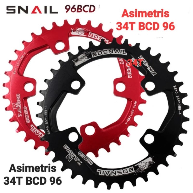 Jual Snail Chainring 34T BCD 96 Asimetris Narrow Wide Chain Ring Arm Crank Sepeda Hitam | Shopee ...