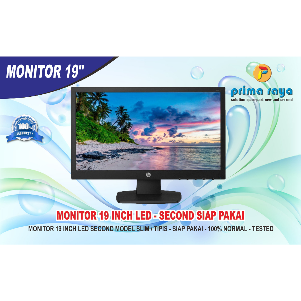 Jual Monitor LED Siap Pakai 19 Inchi Model Wide - Normal dan jernih 100 ...