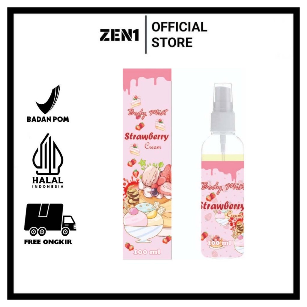 Jual ZEN1 - [BPOM] PARFUM BODY MIST STRAWBERRY CREAM 100ML PREMIUM ...