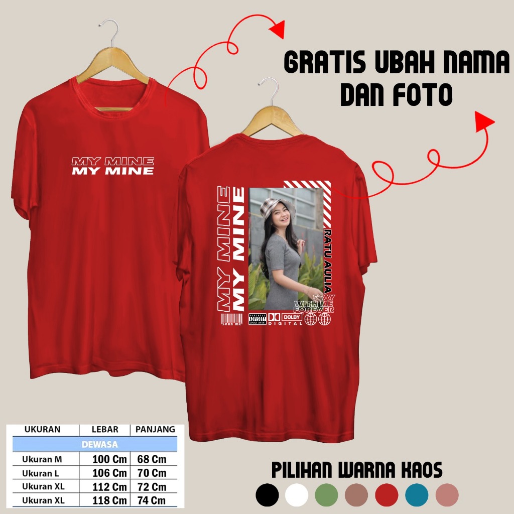 Jual Kaos Baju Bucin Custom Aesthetic Foto My Mine / Kaos Foto Sendiri ...