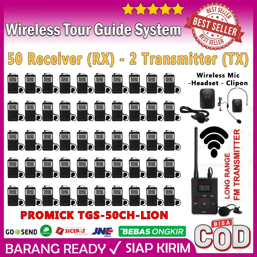 Jual Wireless Tour Guide Interpreter System Audio Haji Umroh 50CH LION 2 TX | Shopee Indonesia