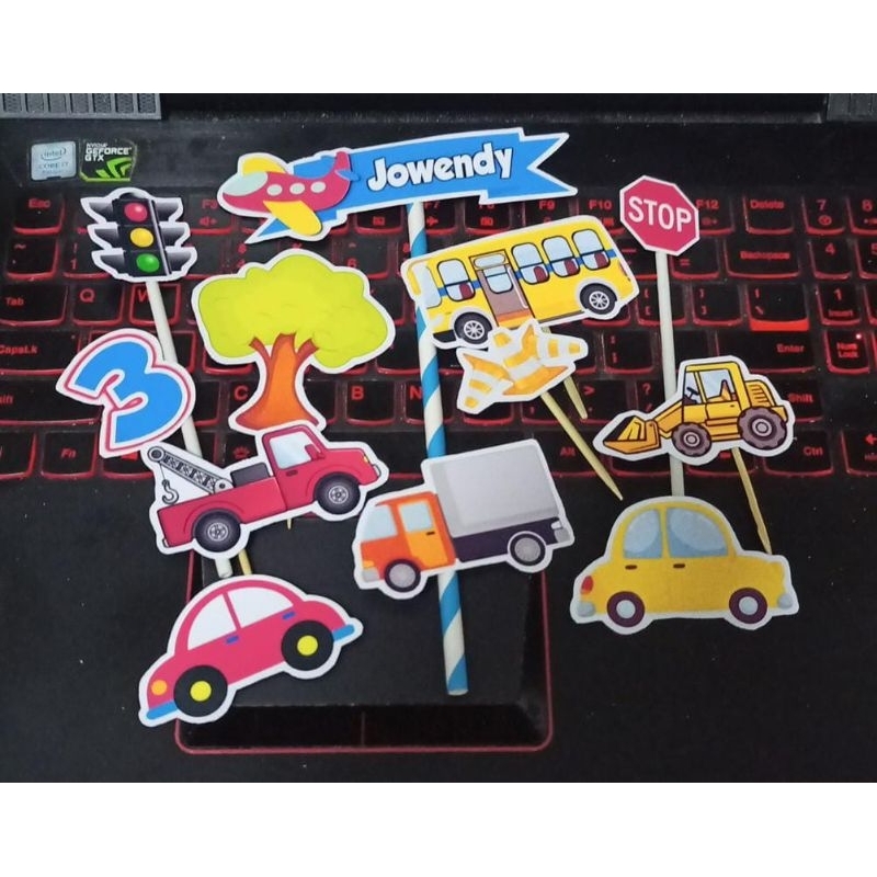 Jual cake topper hiasan kue mobil car bus bas truck lorry transportasi ...