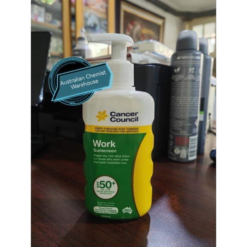 Jual Cancer Council WORK SPF 50+ Sunscreen Pump 200mL - Made in ...