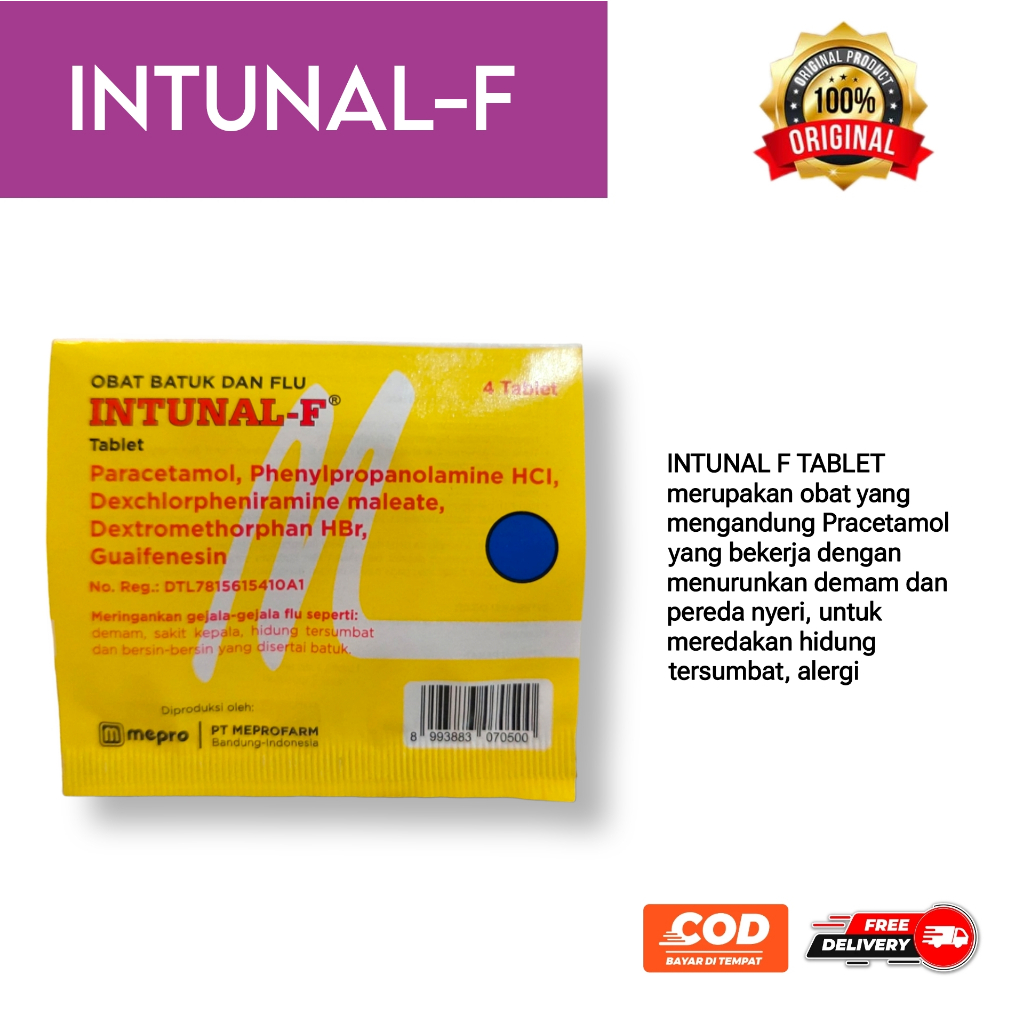 Jual Intunal F untuk Menurunkan Demam & Pereda Nyeri (4 Tablet ...