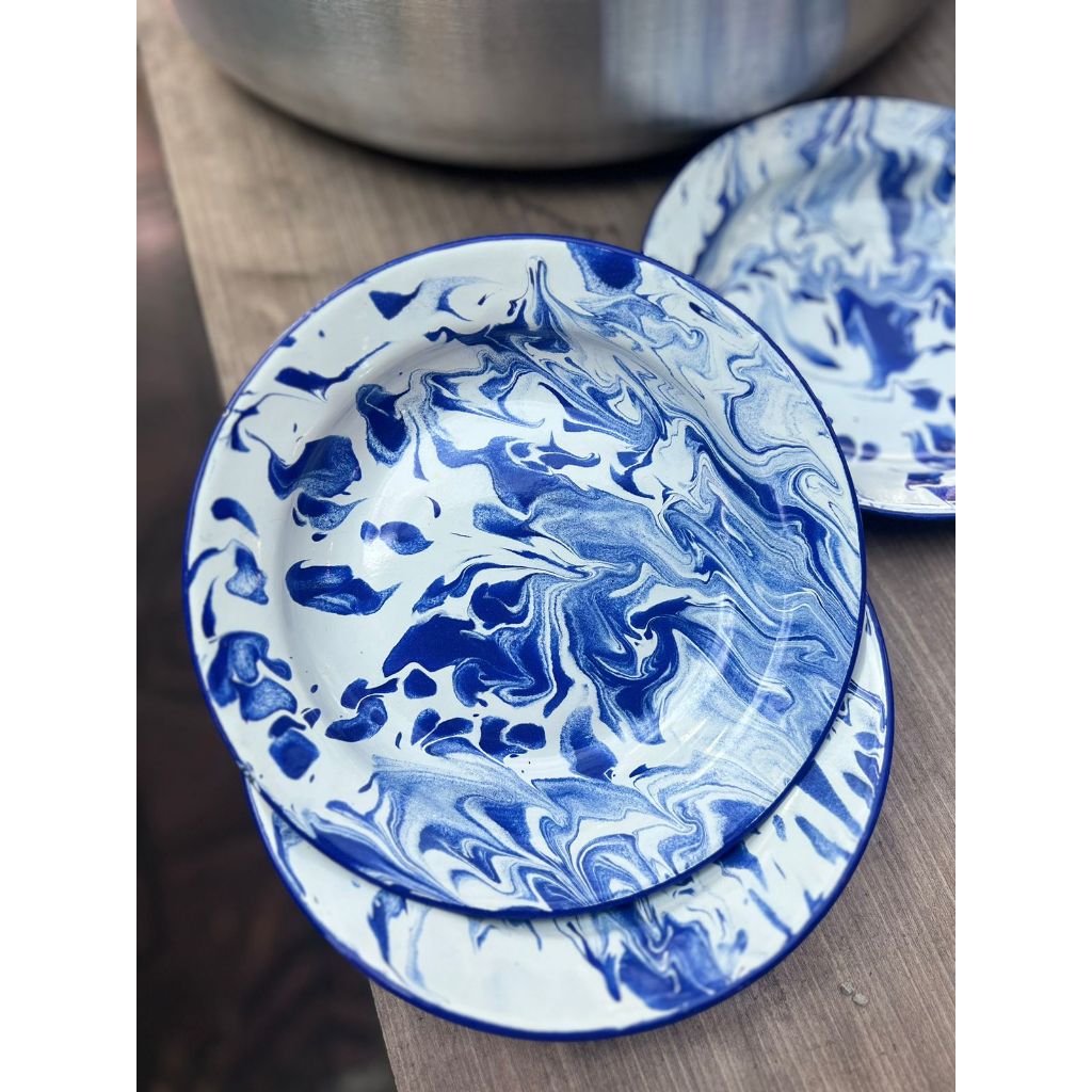 Jual Piring Enamel Biru 20 Seng Kaleng Blirik Lurik Lorek Loreng Jadul ...