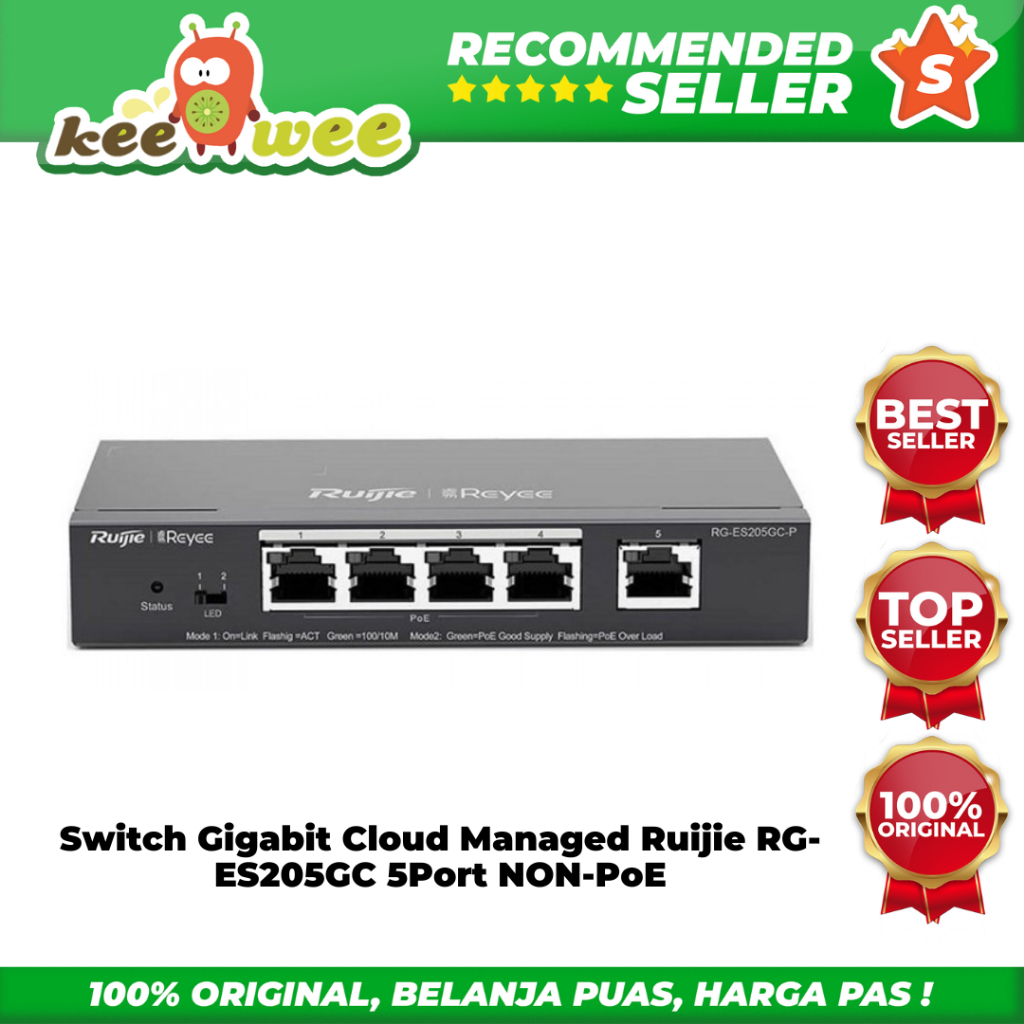Jual Switch Gigabit Cloud Managed Ruijie RG-ES205GC 5Port NON-PoE ...