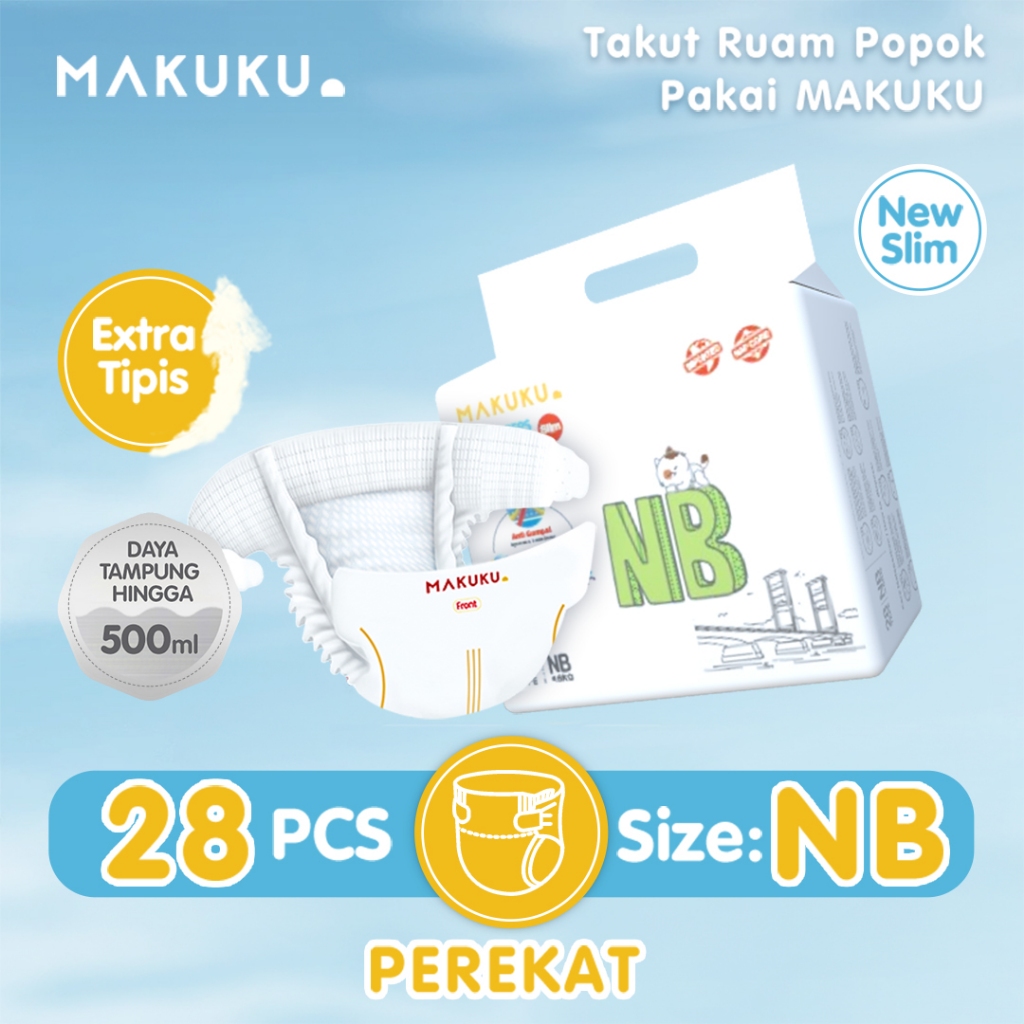 Jual MAKUKU SAP Diapers Slim NB28 / Popok bayi Tipis SAP anti gumpal ...