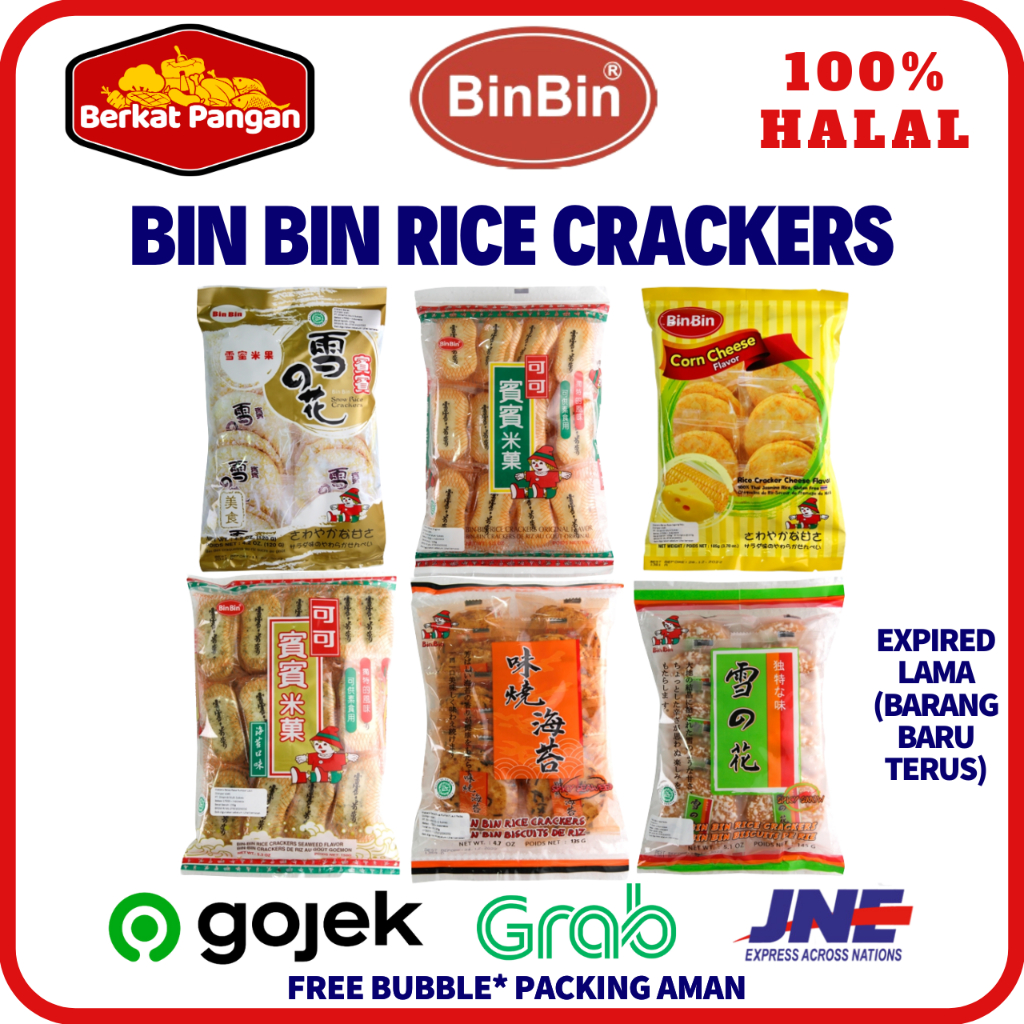 Jual BIN BIN Rice Crackers ORIGINAL / SEAWEED / SNOW / SPICY / CORN CHEESE / Binbin | Shopee ...