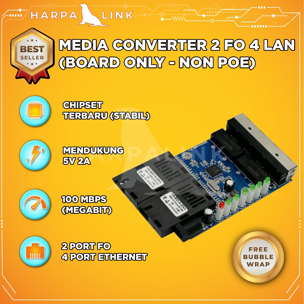 Jual Media Converter 2 FO 4 LAN 2 SC 4 RJ45 2F4E 10/100 Mbps PCB Board ...