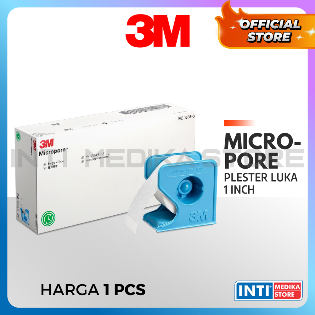 Jual 3M - Plester Kulit MICROPORE 1 Inch + Dispenser | Plester Luka ...