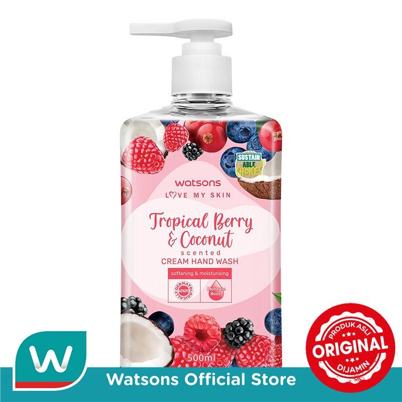 Jual Watsons Tropical Berry & Coconut Scented Cream Hand Wash 500ml ...