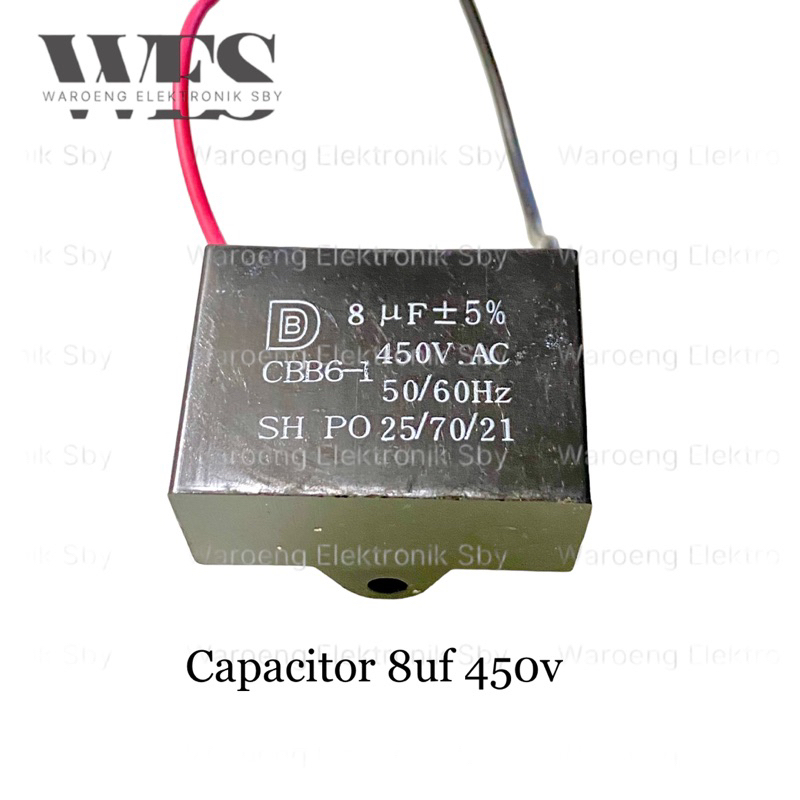 Jual KAPASITOR CAPASITOR 8UF 450V AC KOTAK HITAM | Shopee Indonesia