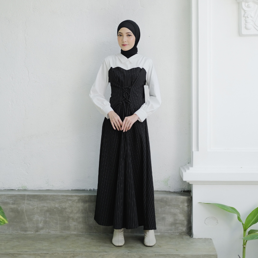 Jual TUNIQUE | LACE SERIES | Aurorae Gamis Wanita Terbaru | Gamis Salur Kekinian Warna Hitam ...