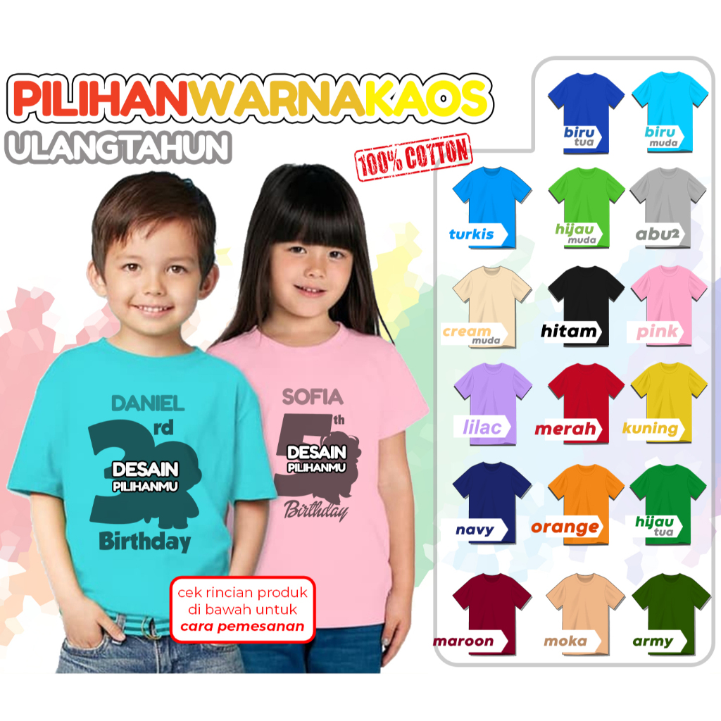 Jual Kaos Ulang Tahun Anak Kaos Ultah Baju Keluarga CUSTOM Ultah ...