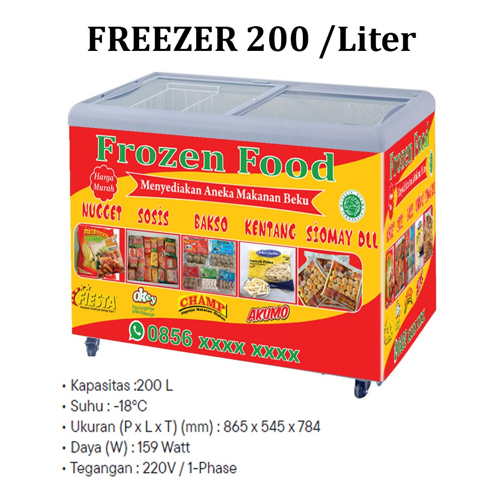 Jual Stiker Freezer kulkas frozen food makanan 200 ltr, 1050 ltr, 610 ...