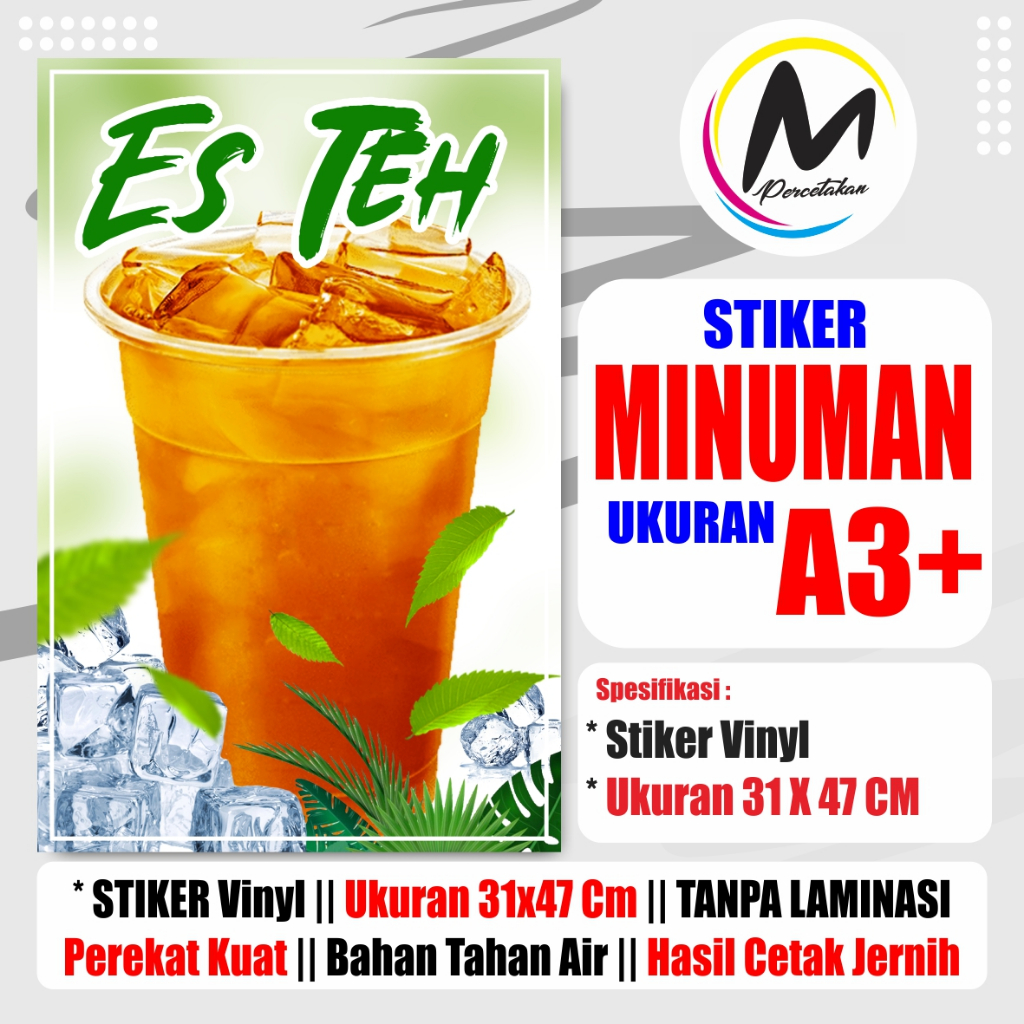 Jual Cetak Stiker Es Teh Tahan Air | Shopee Indonesia