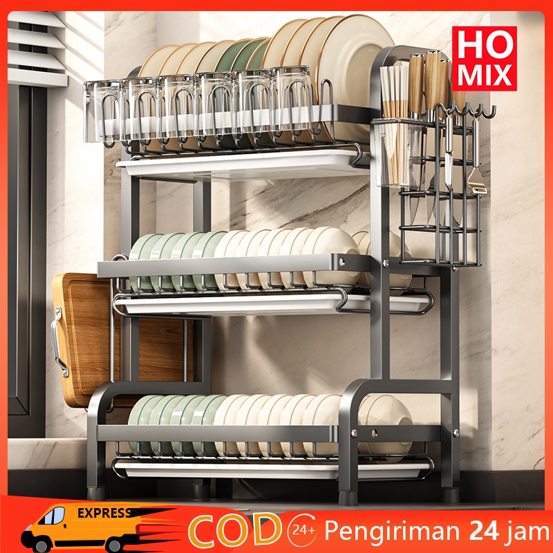 Jual HOMIX Rak Piring Stainless Steel Rak Dapur Rak Cuci Piring Rak ...