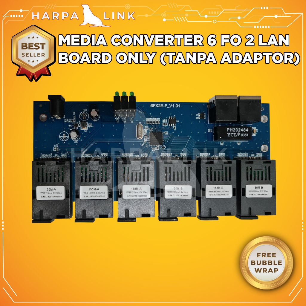 Jual Media Converter 6 FO 2 LAN 6 SC 2 RJ45 10/100 Mbps PCB Board Only ...