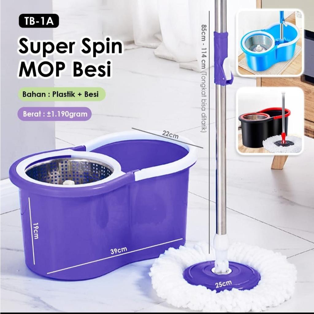 Jual MGA - Super Mop Alat Pel Lantai Ultra Pel putar serbaguna spin mop 2 kain pel plastik ...