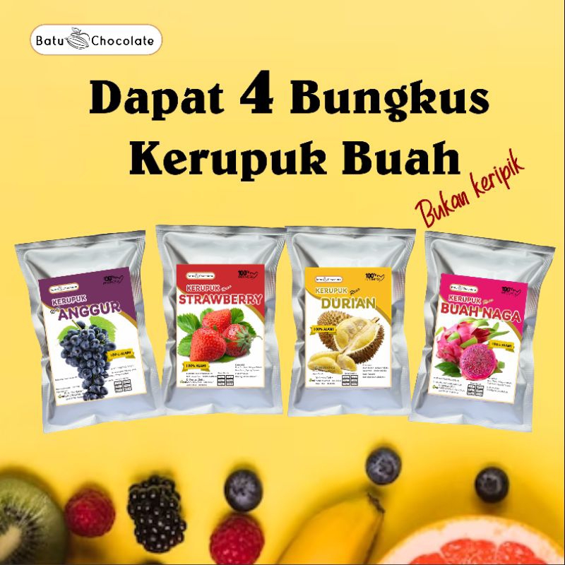 Jual Batu chocolate - Paket Kerupuk Buah Isi 4 pcs Varian Rasa Mix ...