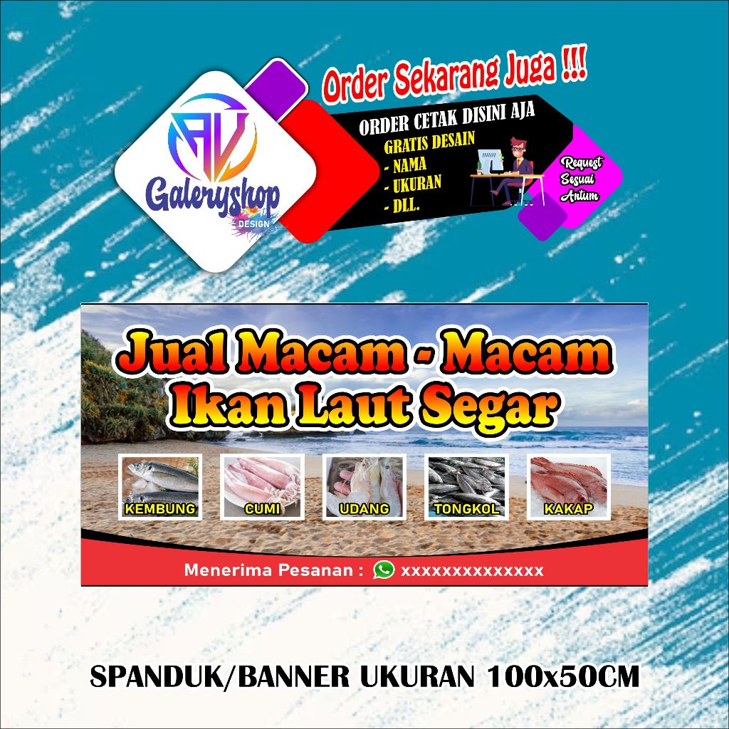 Jual MMT, Spanduk, jualan ikan laun laut, ikan asin dll. ukuran 100x50 ...