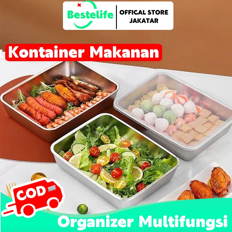 Jual Kotak Kontainer Makanan Kulkas Baki Stainless Steel Cocok Untuk ...