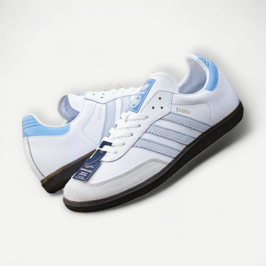 Jual Sepatu ADIDAS SAMBA ORIGINAL White Blue Gum / Sneakers Pria ORI ...