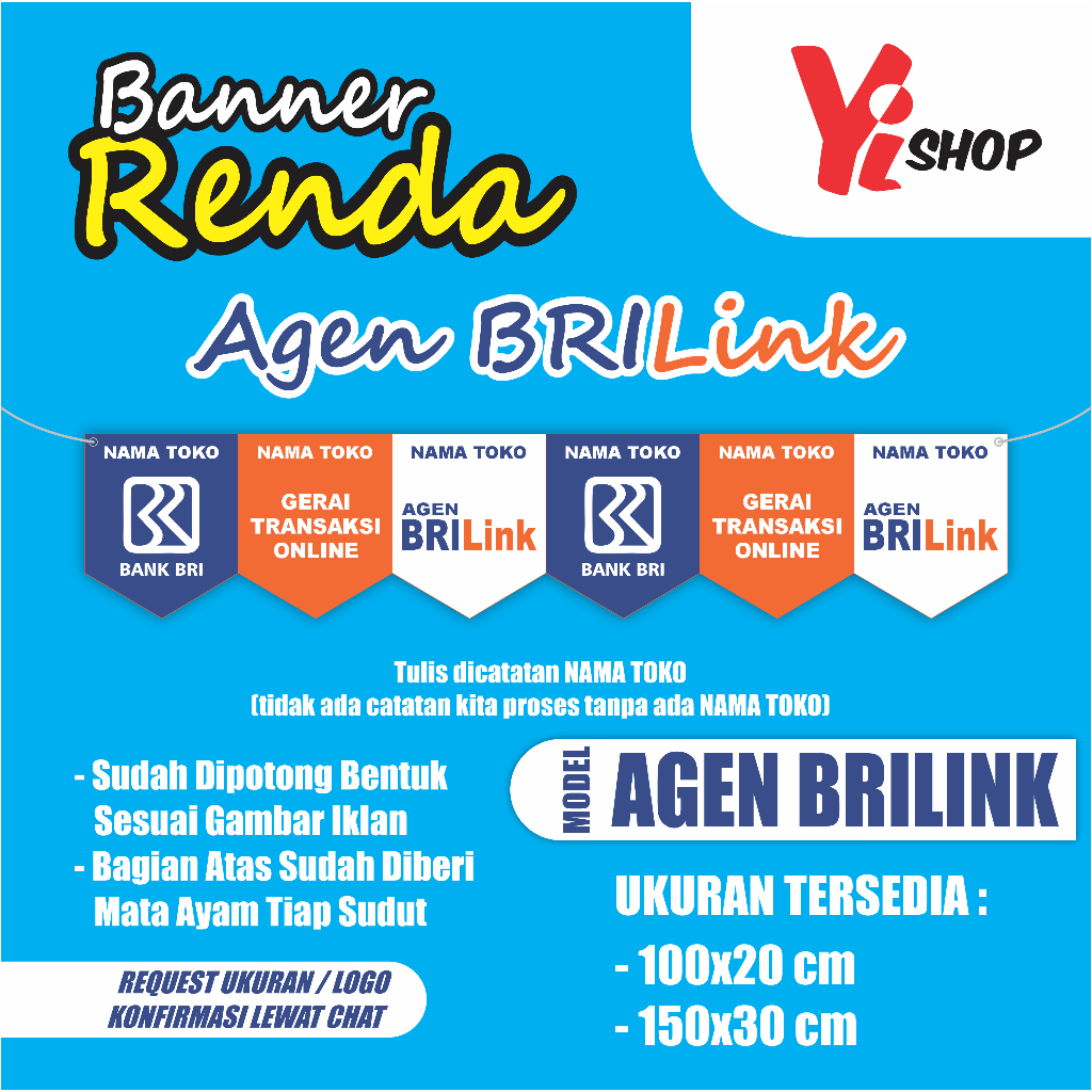 Jual Spanduk Banner Renda AGEN BRILINK Konter Top Up Game Bank Provider Custom | Shopee Indonesia