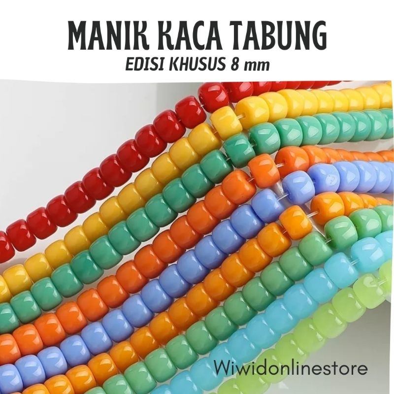 Jual (10 biji) MANIK KACA TABUNG 8 mm | Shopee Indonesia