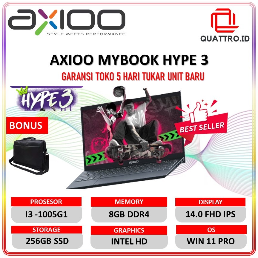 Jual Axioo Mybook HYPE 3 Core i3 1005G1 8GB 256SSD Win11 pro 14.0 Full HD IPS | Shopee Indonesia