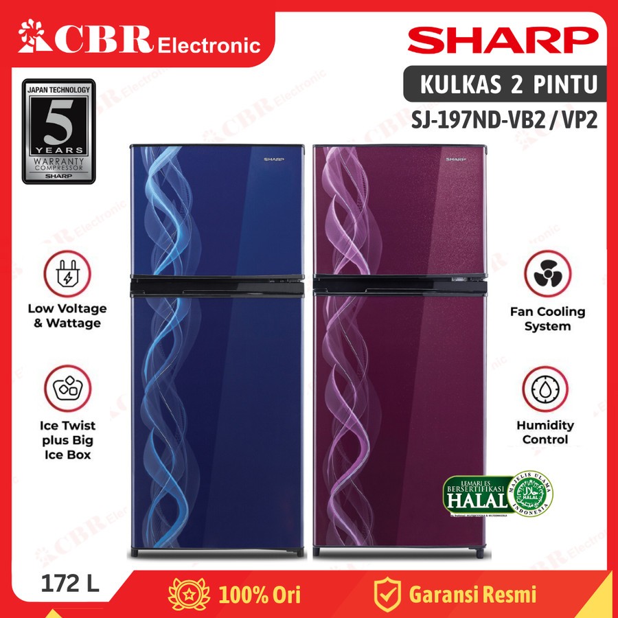 Jual Kulkas SHARP 2 Pintu SJ-197ND-VB2 / SJ-197ND-VP2 (Kirei) 172 L | Shopee Indonesia