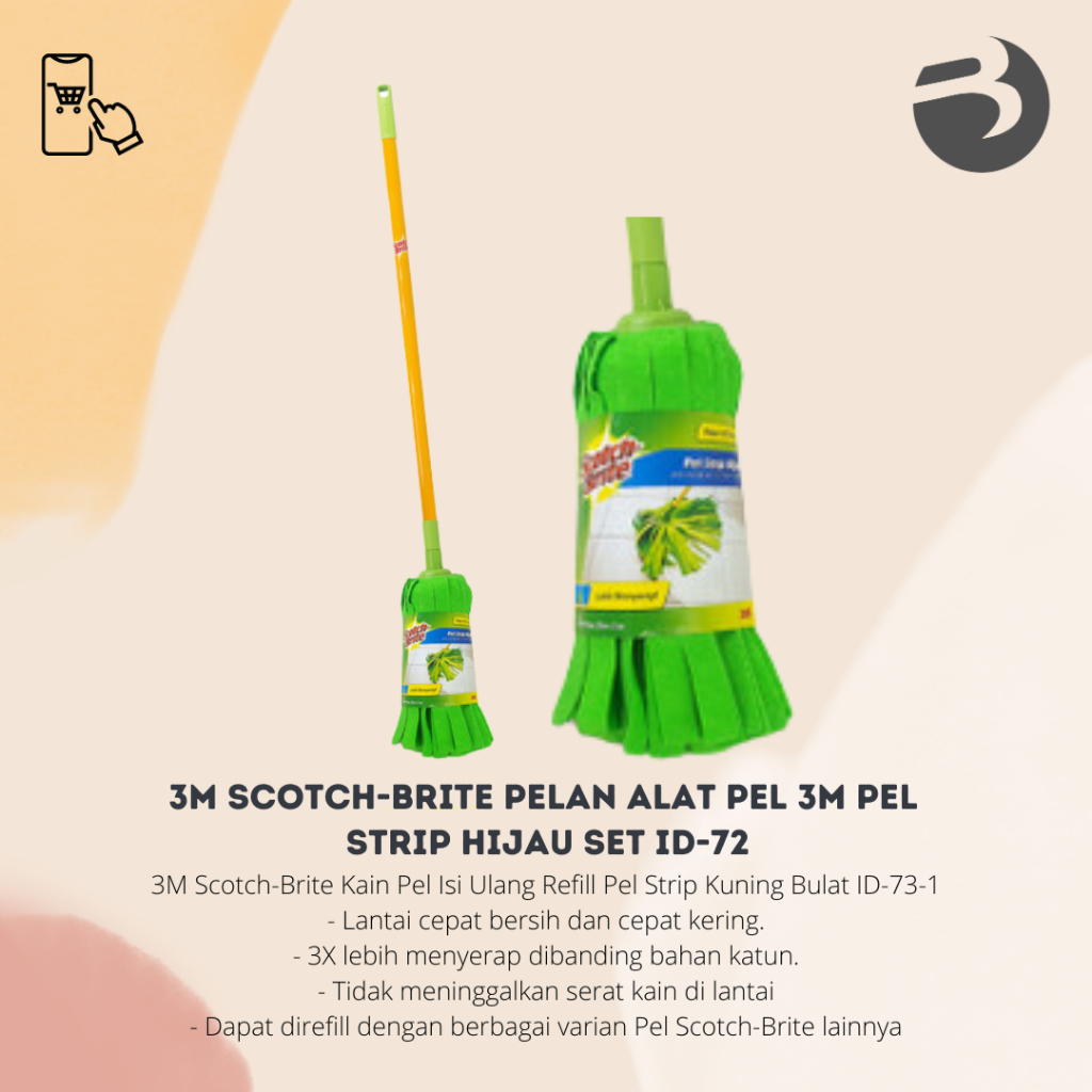 Jual 3M Scotch-Brite Pelan Alat pel 3M Pel Strip Hijau Set ID-72 ...