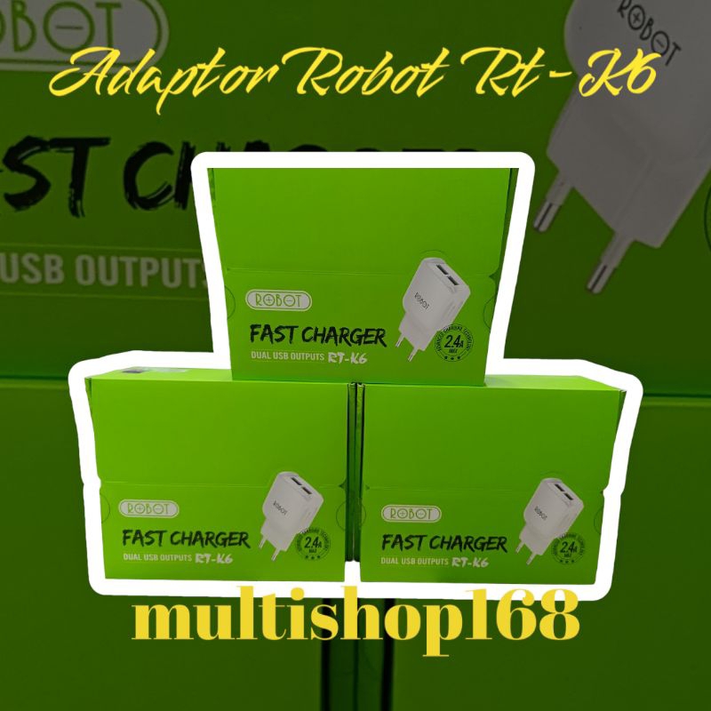 Jual Robot Adaptor Charger RT-K6 Batok Charger 2.4A Dual Output Garansi Original Resmi (1 Box ...