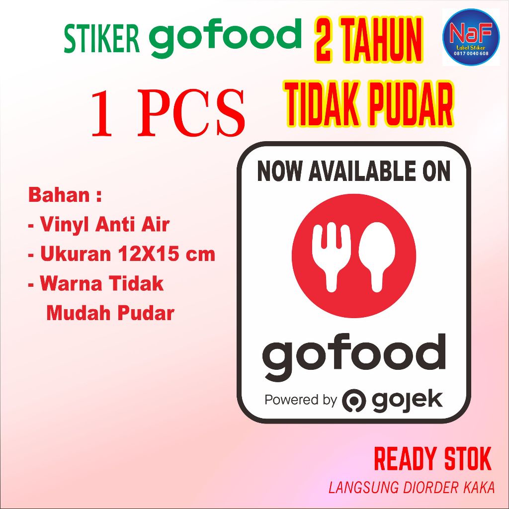 Jual Stiker Gofood available on cafe jualan online vinyl anti air ...