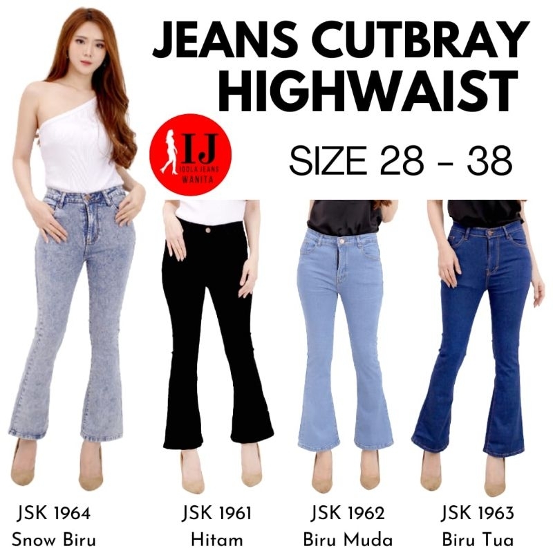 Jual Highwaist Jeans Celana Panjang Cutbray Highwaist Jumbo Big Size Wanita Cewek JSK Jeans ...