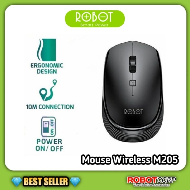 Jual ROBOT Mouse Wireless M205 2.4ghz 1600dpi receiver USB Untuk Laptop PC Original - Garansi 1 ...