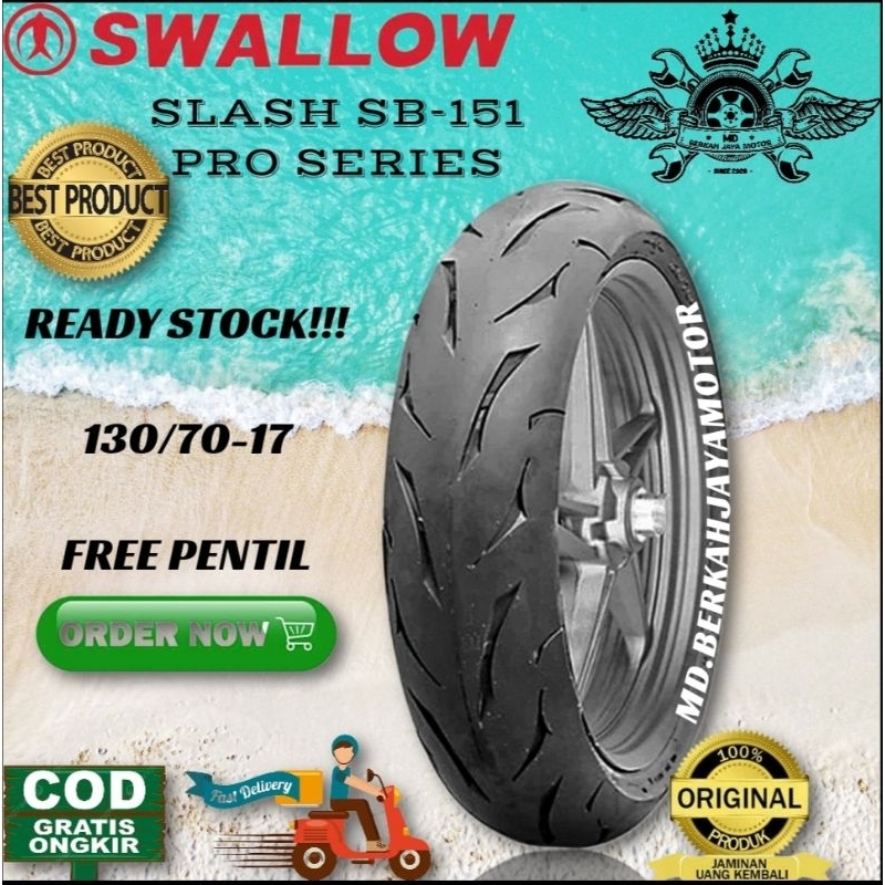 Jual TEMURAH BAN TUBELESS "DONAT" SWALLOW SLASH (SOFT COMPOUND) 130/70 ...