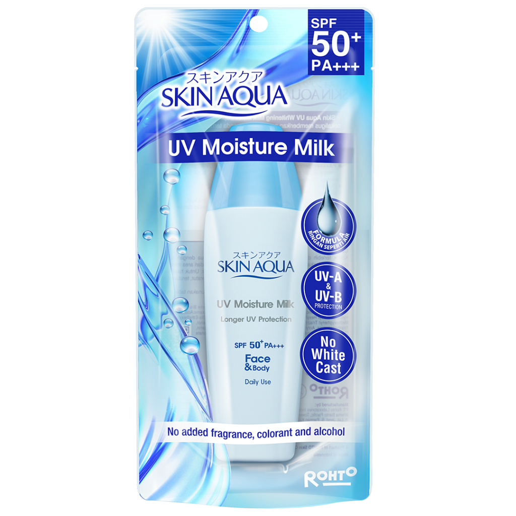 Jual SKIN AQUA UV Moisture Milk SPF 50+PA+++ 40g (TUTUP BIRU) | Shopee Indonesia
