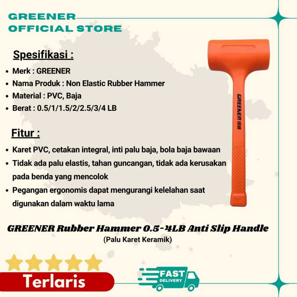 Jual GREENER Rubber Hammer 0.5-4LB Anti Slip Handle - Palu Karet ...